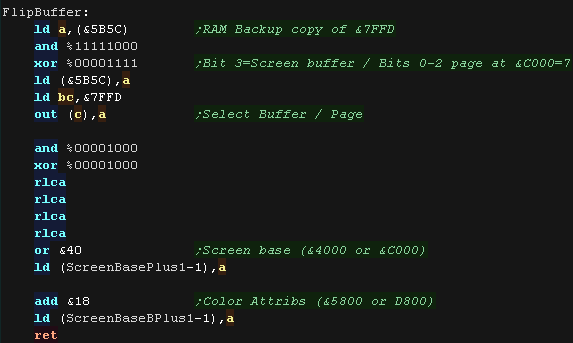 Simple sample code on a variety of Z80 machines
